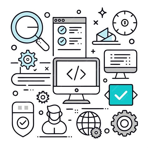 Line Art Illustration Of Coding Development And Programming Concept