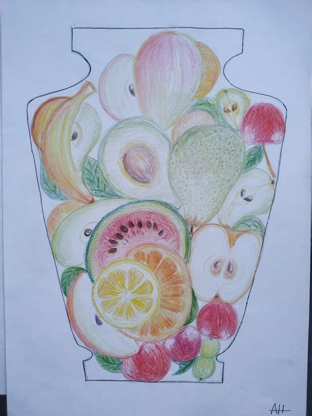 Нашла свою старую работу по композиции Надо было заполнить вазу фруктами Попробуйте и сами