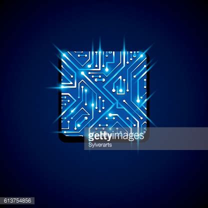 Collection Of Vector Microchip Design Cpu Information Technoloy Royalty Free Vector Stock
