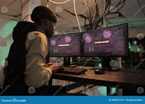 Criminal Cyberattack Hacker Accessing Computer System Password