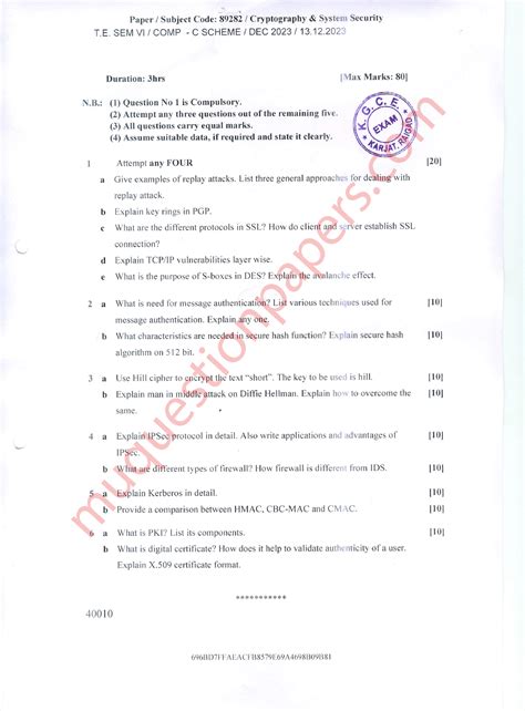 Be Computer Engineering Semester 6 2023 December Cryptography System Securityrev 2019 C Scheme