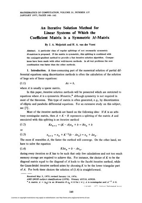 pdf an iterative solution method for linear systems of which …€¦ · an