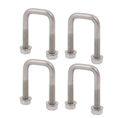 4pcs M6 20mm Inner Width 304 Stainless Steel Square U Bolt W Hex Nut