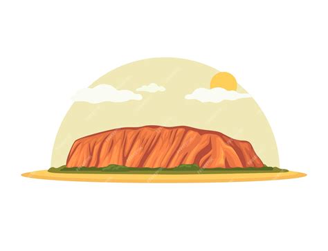 Premium Vector Uluru Australia Landmark Cartoon Illustration Vector