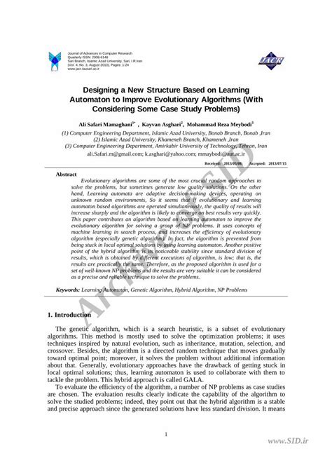 Pdf Designing A New Structure Based On Learning Automaton To Improve
