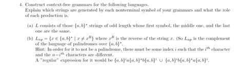 solved 4 construct context free grammars for the following