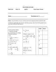 PHYS QUIZ SOL SOLUTIONS OUTLINE PHYS FALL QUIZ I Course Hero