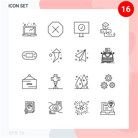 Set Of 16 Commercial Outlines Pack For Psp Games Protection Console School Editable Vector