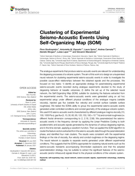 Pdf Clustering Of Experimental Seismo Acoustic Events Using Self Organizing Map Som