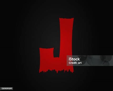 J 편지 공포 피 묻은 무서운 미친 공포 잔인한 비명 글꼴 사악한 밤 테마 스타일 디자인 검은색에 대한 스톡 벡터 아트 및 기타 이미지 Istock