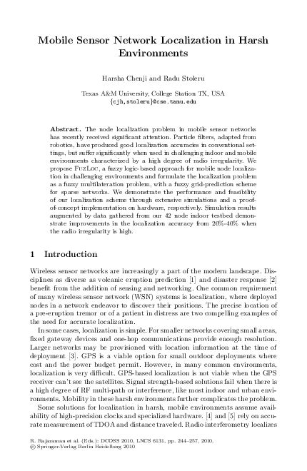 pdf mobile sensor network localization in harsh environments