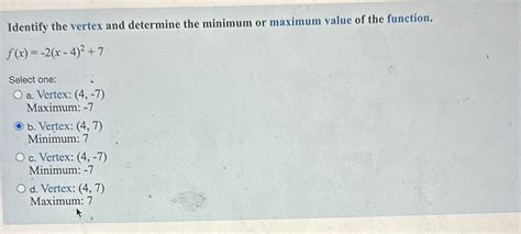 Identify The Vertex And Determine The Minimum Or