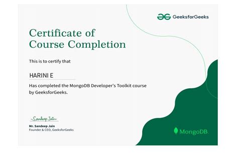 Mongodb Geeksforgeeks Databasedevelopment Harini E