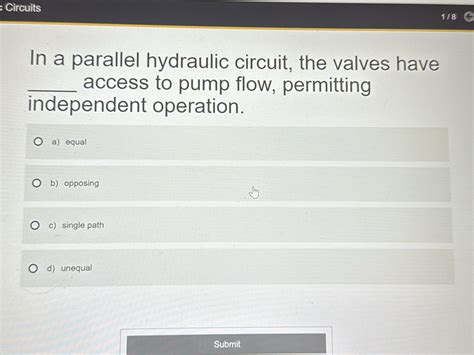 In A Parallel Hydraulic Circuit The Valves Studyx