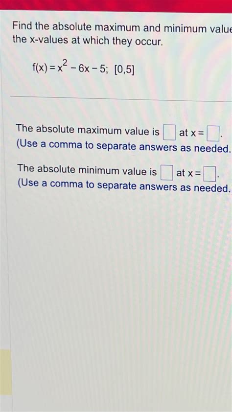 Solved Find The Absolute Maximum And Minimum Values Of The