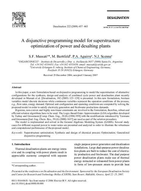 pdf a disjunctive programming model for superstructure optimization
