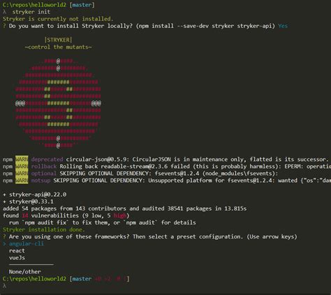 stryker init stops after installing stryker · issue 1268 · stryker