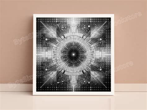 Data Visualization Art Binary Code Processing Pattern Monochromatic Digital Print Various Sizes