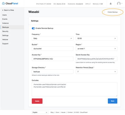 Remote Backups Cloudpanel Documentation