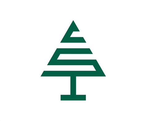 편지 C와 S 소나무 로고 디자인 벡터 일러스트 레이 션 프리미엄 벡터