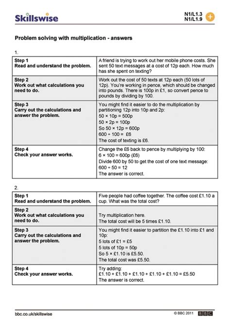 Problem Solving Help Sheet Au