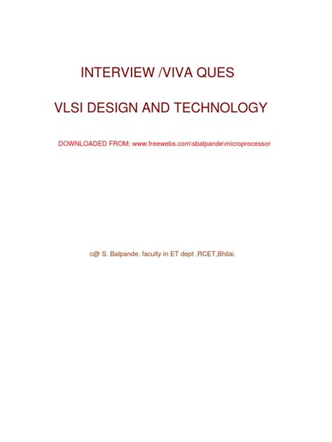 Vlsi Interview Questions1 Pdf Mosfet Cmos
