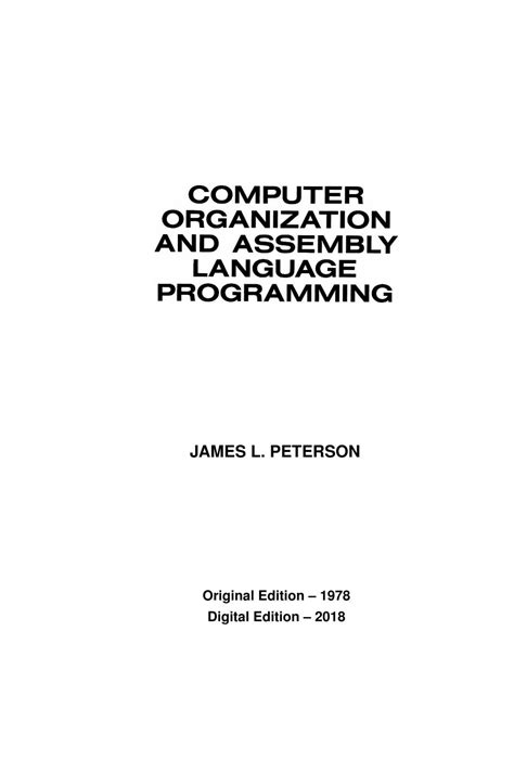 computer organization and assembly language programming pdf