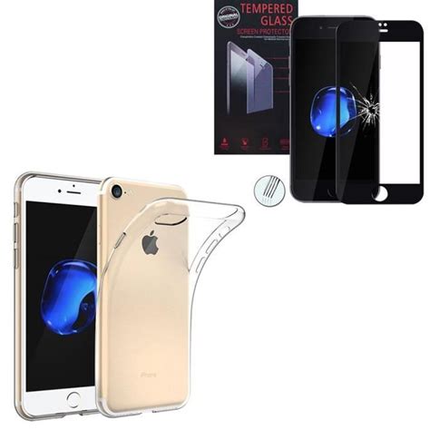 Pour Apple Iphone Coque Silicone Gel Ultraslim Transparent Film Verre Tremp De