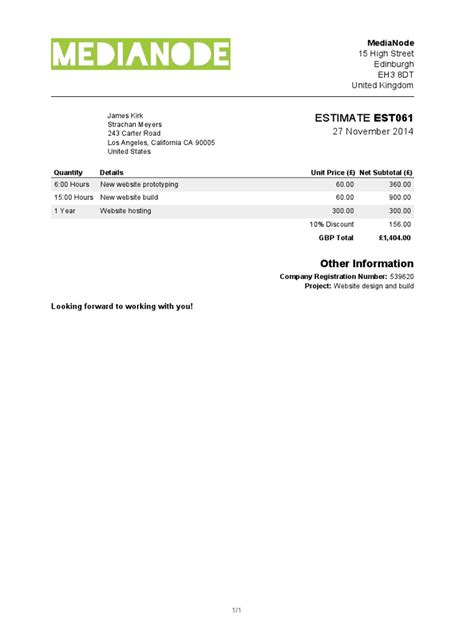 Example Of An Estimate Docshare Tips