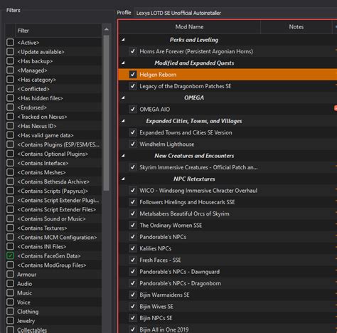 Filter For Facegendata Issue ModOrganizer Modorganizer GitHub