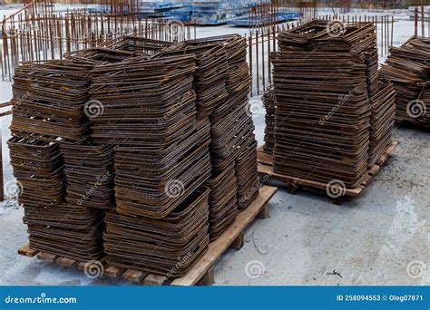Construction Site With Reinforced Concrete Structures Stock Image Image Of Floor Iron 258094553