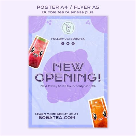 Free Psd Flat Design Bubble Tea Template