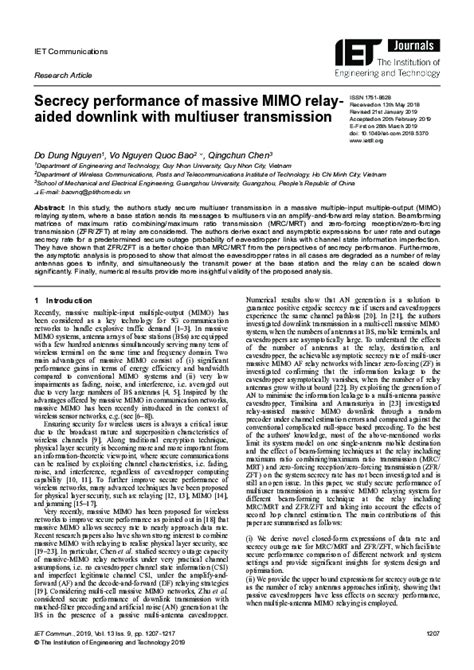pdf secrecy performance of massive mimo relay‐aided downlink with