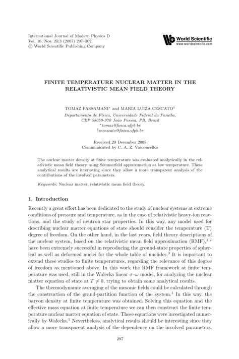 pdf finite temperature nuclear matter in the relativistic mean field