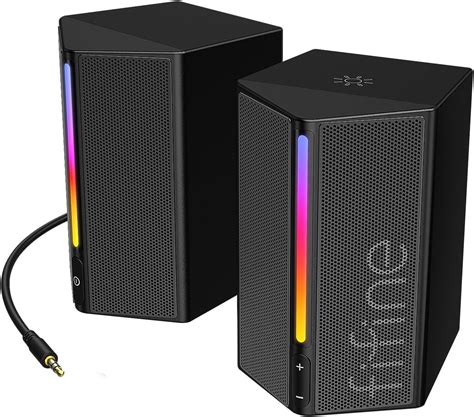Fifine Computer Speakers Desktop Pc Speakers With Volume Control Rgb Gaming