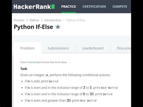Python If Else Hackerrank solution - YouTube