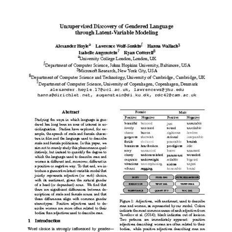 Unsupervised Discovery Of Gendered Language Through Latent Variable