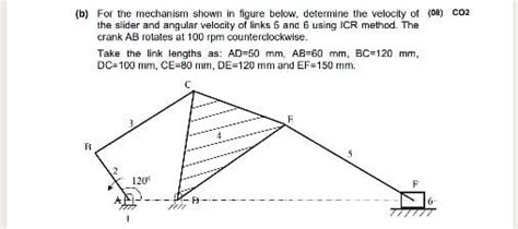SOLVED For The Mechanism Shown In The Figure Below Determine The Velocity Of The Slider And