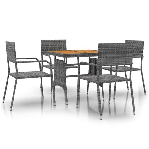 Buy Vidaxl 5 Piece Outdoor Dining Set Poly Rattan Grey Online In Uae