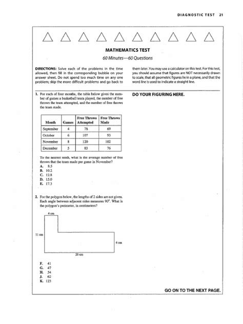 Act Math Diagnostic 1 Pdf