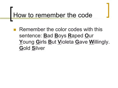 Resistor Color Code Power Point Ppt Consumer Electronics Technology Computing