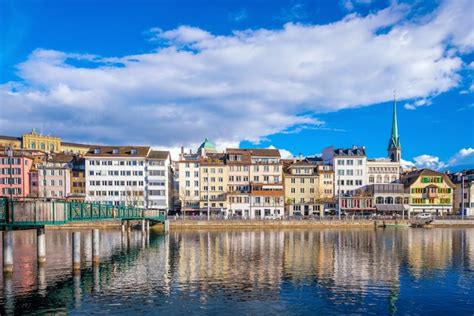 Beautiful View Of The Historic City Center Of Zurich On A Sunny Day