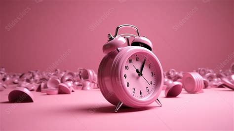 An Alarm Clock Sits On Top Of A Pink With Clocks And Rocks Powerpoint Background For Free