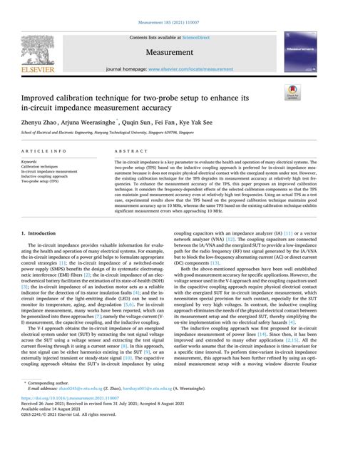 Pdf Improved Calibration Technique For Two Probe Setup To Enhance Its In Circuit Impedance