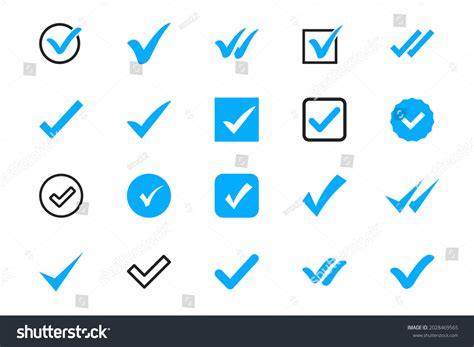 Set Check Mark Done Icon Symbol Stock Vector Royalty Free 2028469565 Shutterstock