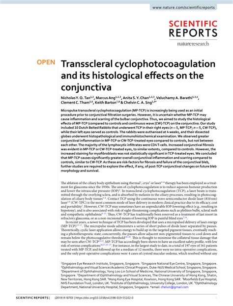 Pdf Transscleral Cyclophotocoagulation And Its Histological Effects