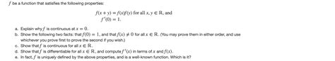 Solved F Be A Function That Satisfies The Following Chegg