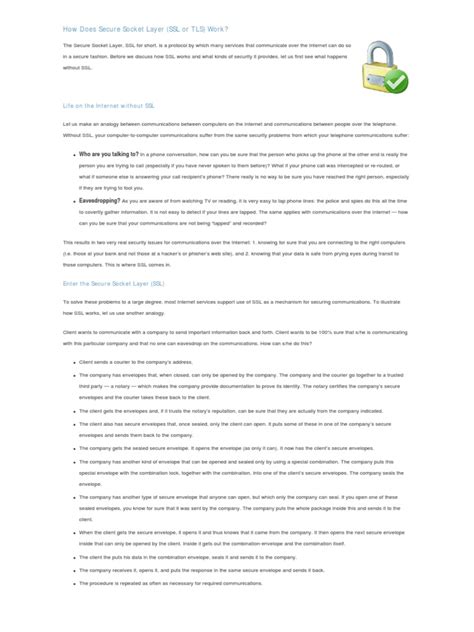 How Does Ssl Or Tls Work Pdf Transport Layer Security Public Key Cryptography