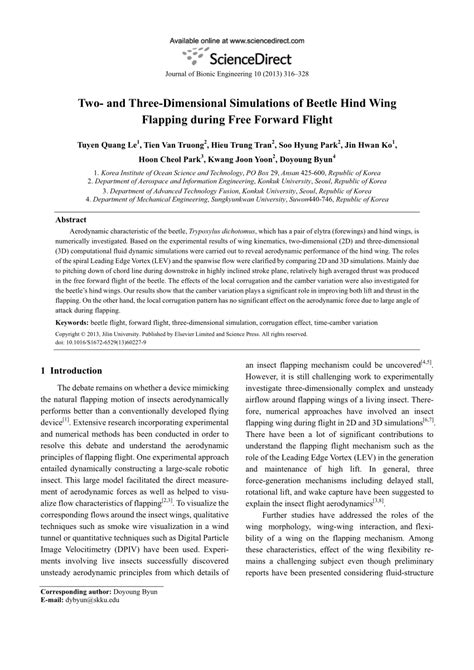 Pdf Two And Three Dimensional Simulations Of Beetle Hind Wing