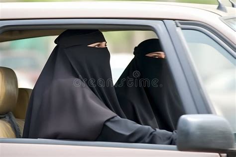 beautiful muslim woman driving car neural network ai generated stock